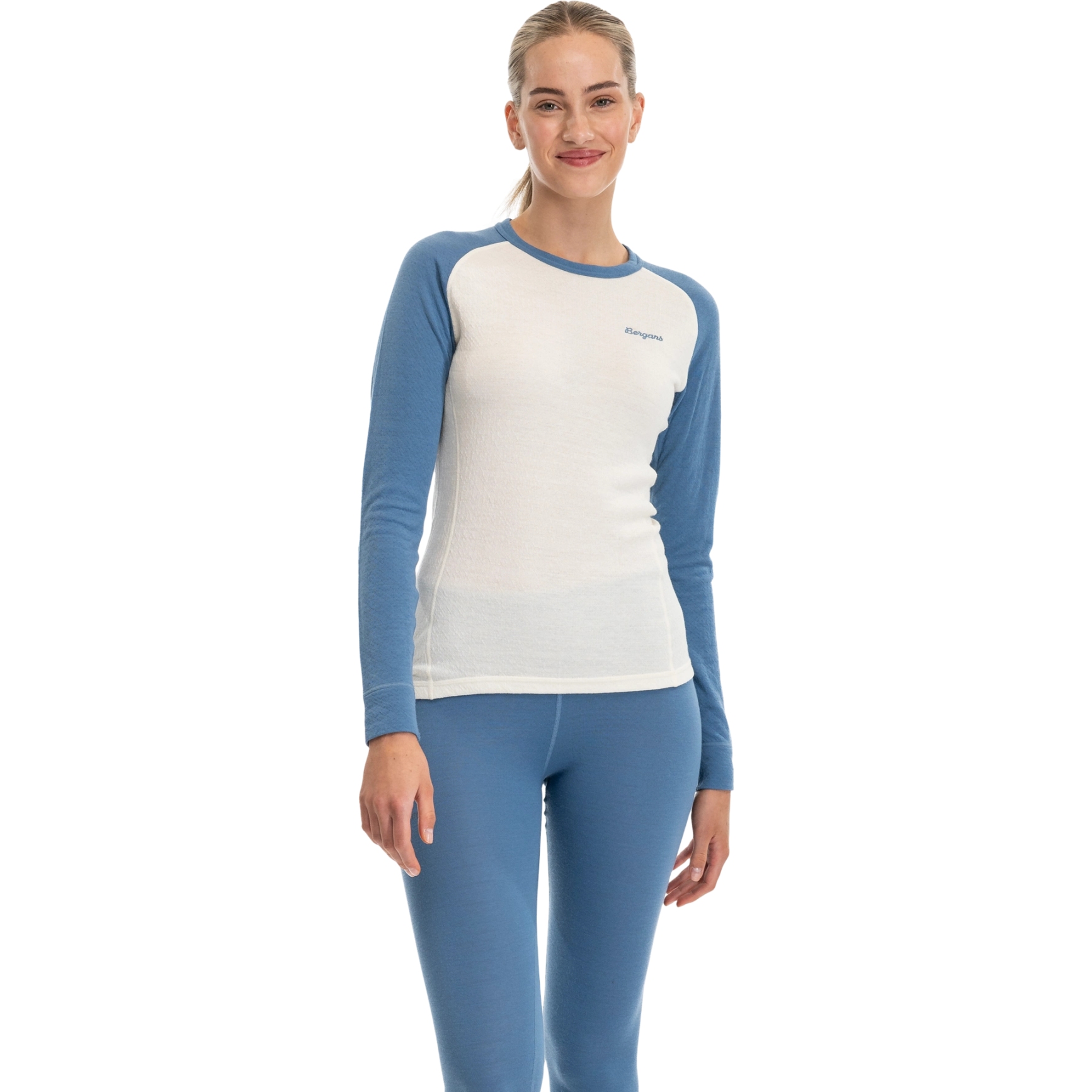 Bergans Inner:Dual Merino Long Sleeve Women - vanilla white/elemental blue