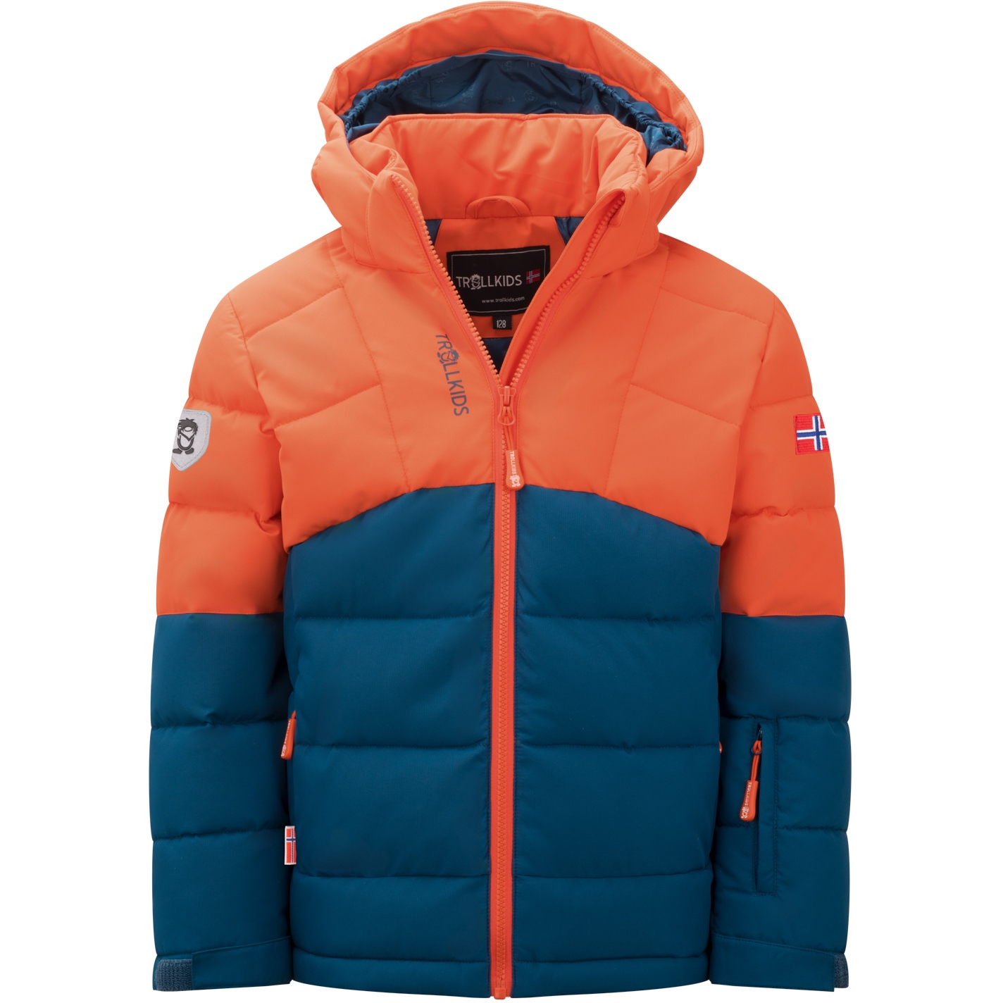 Trollkids Gryllefjord Jacket Kids - Deep Orange/Madeira Blue/Deep Orange
