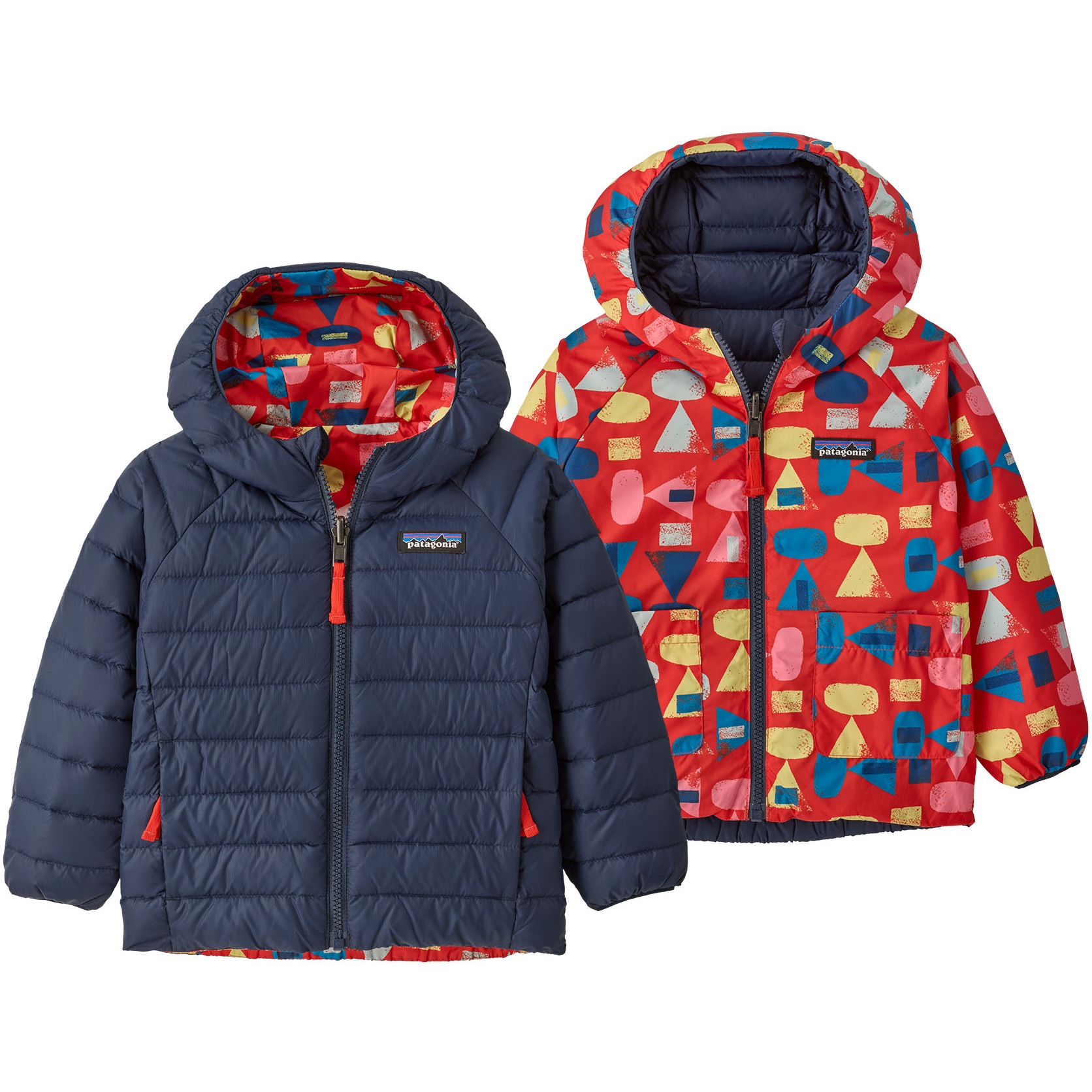 Patagonia Reversible Down Sweater Hoody Baby - Forest Being: Sizzle Red