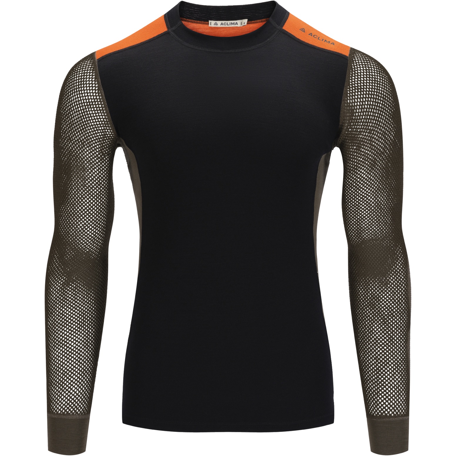 Aclima WoolNet Hybrid Crewneck Shirt met Lange Mouwen Heren - jet black ...