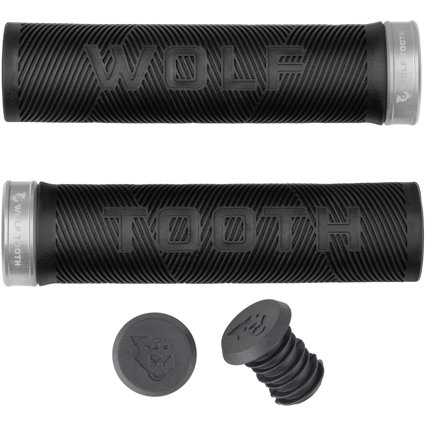 Wolf Tooth ECHO Lock-On Grips - black/raw silver | BIKE24