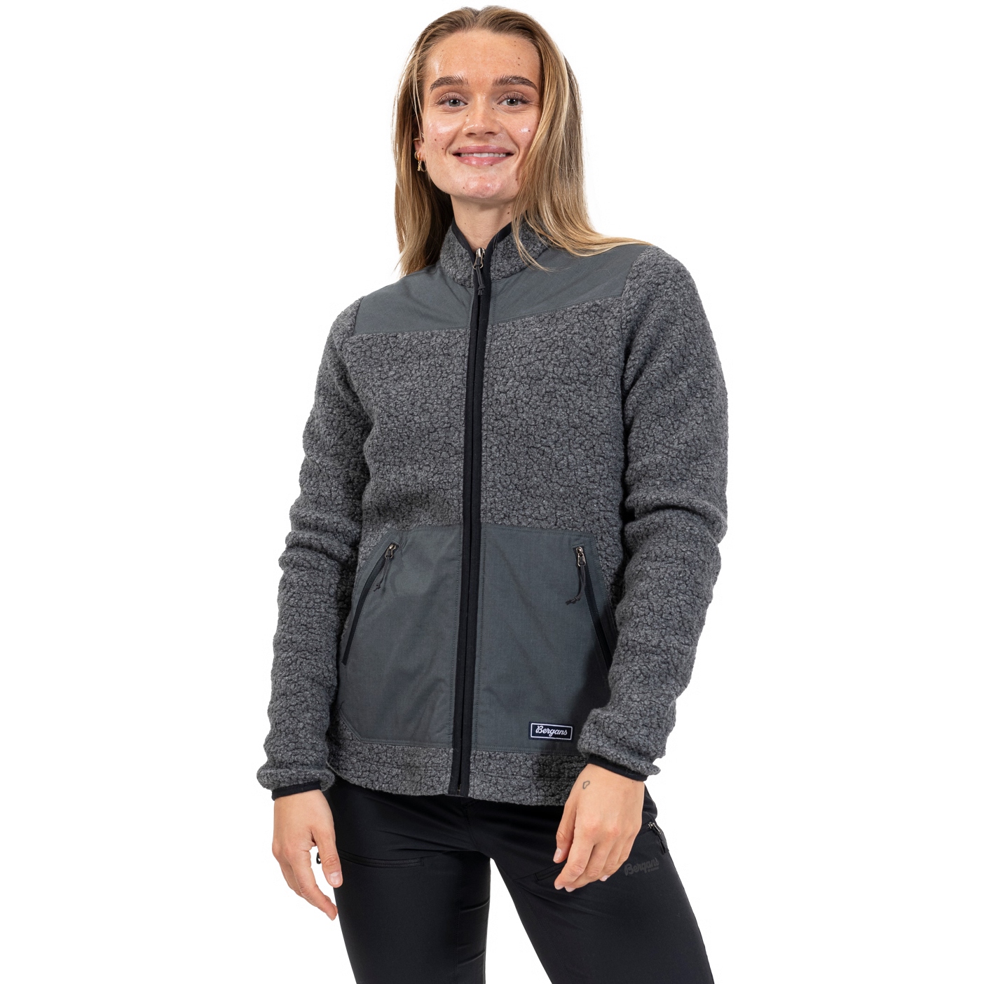 Bergans Nordmarka ReWool Pile Midlayer Jacket Women - solid dark grey ...