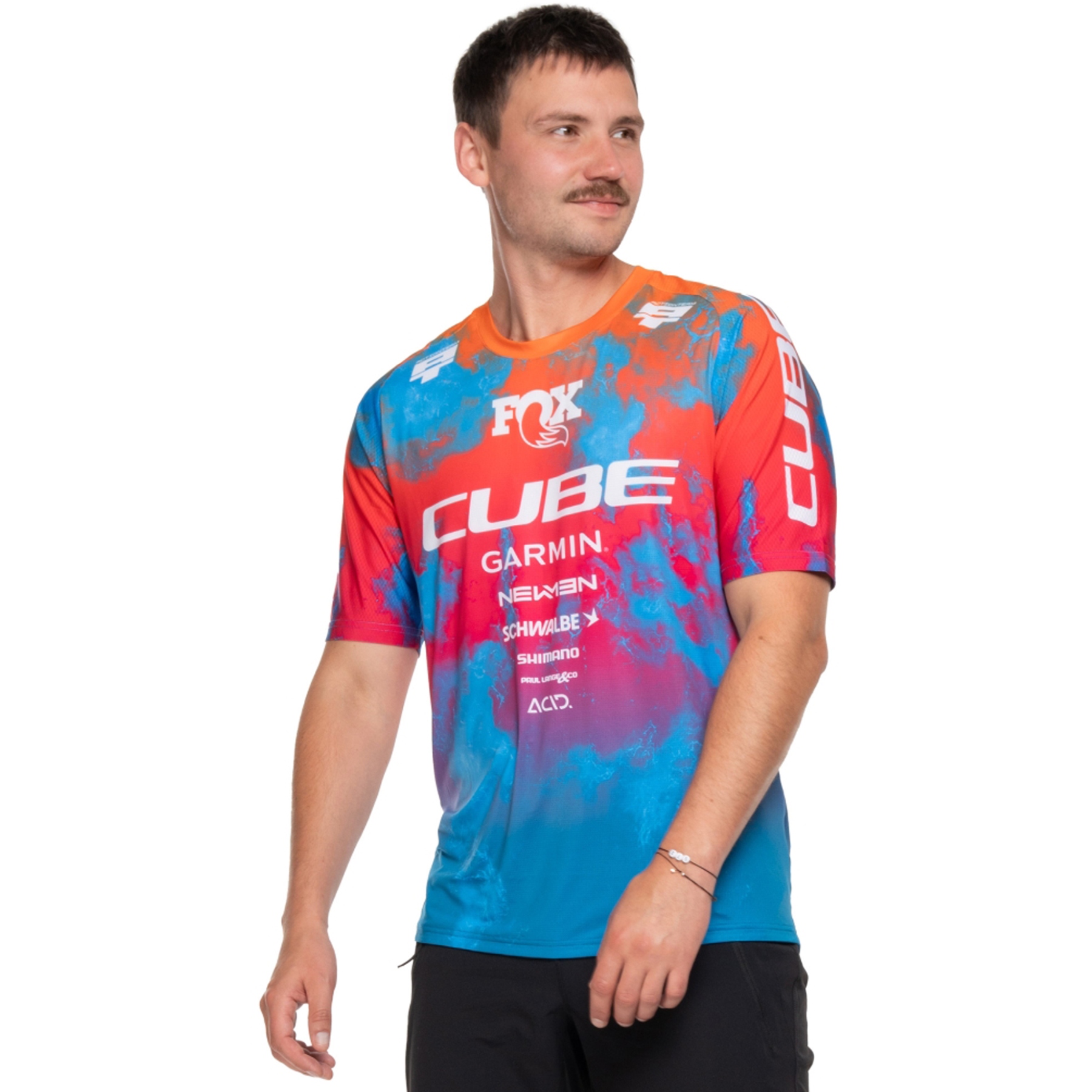 CUBE MTB X Actionteam Short Sleeve Jersey Men - blue´n´pink´n´orange ...