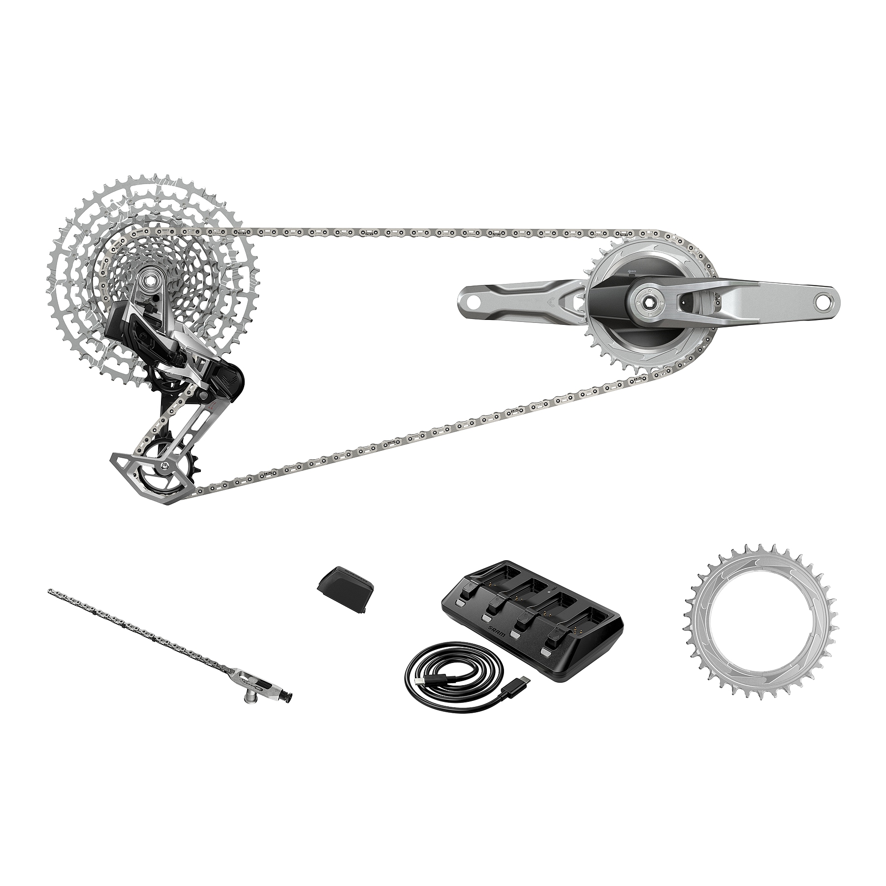 SRAM 1987 Eagle Transmission AXS T-Type Groupset - Limited Edition - silver