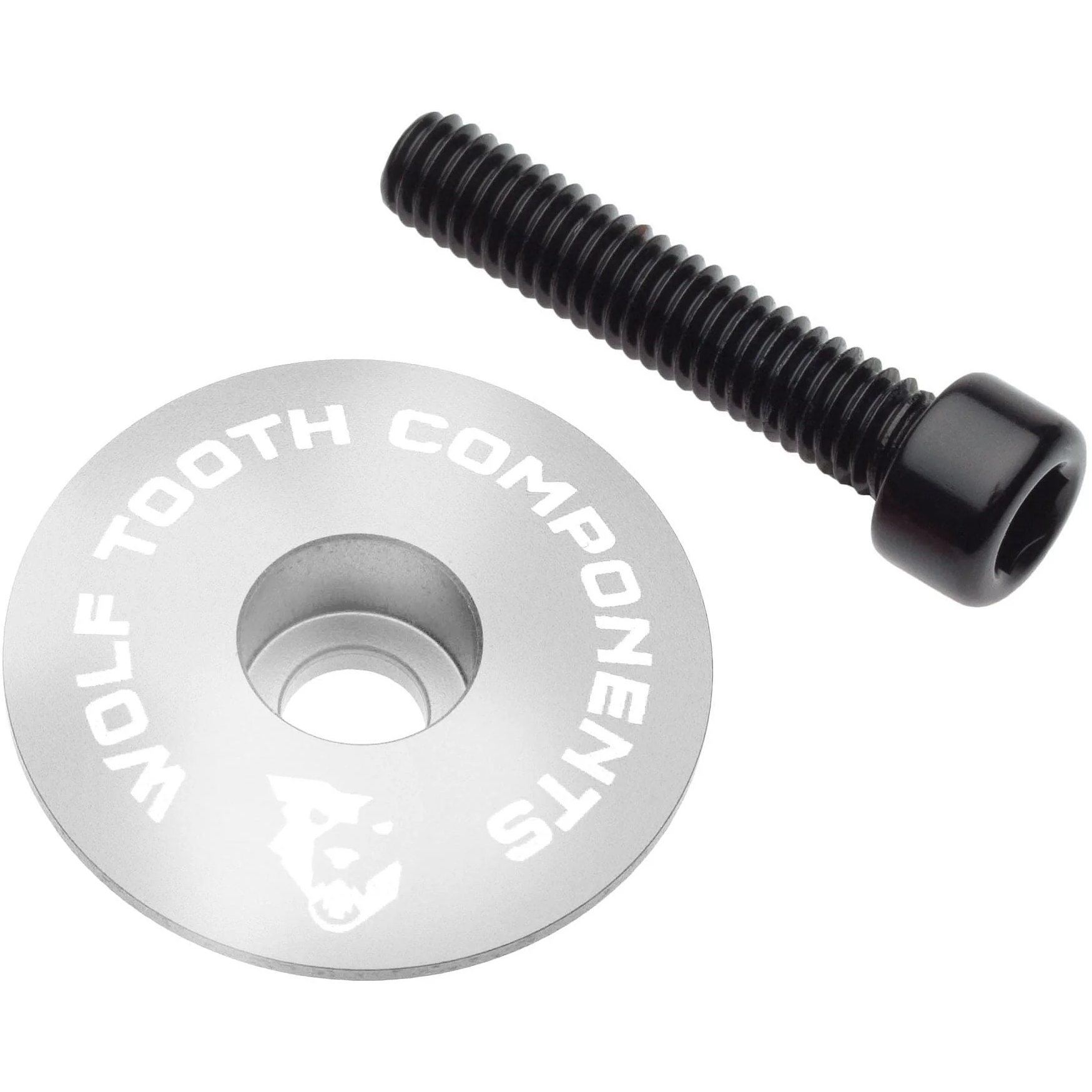 Wolf Tooth Ultralight Ahead Kappe mit integriertem 5mm Spacer - rohsilber