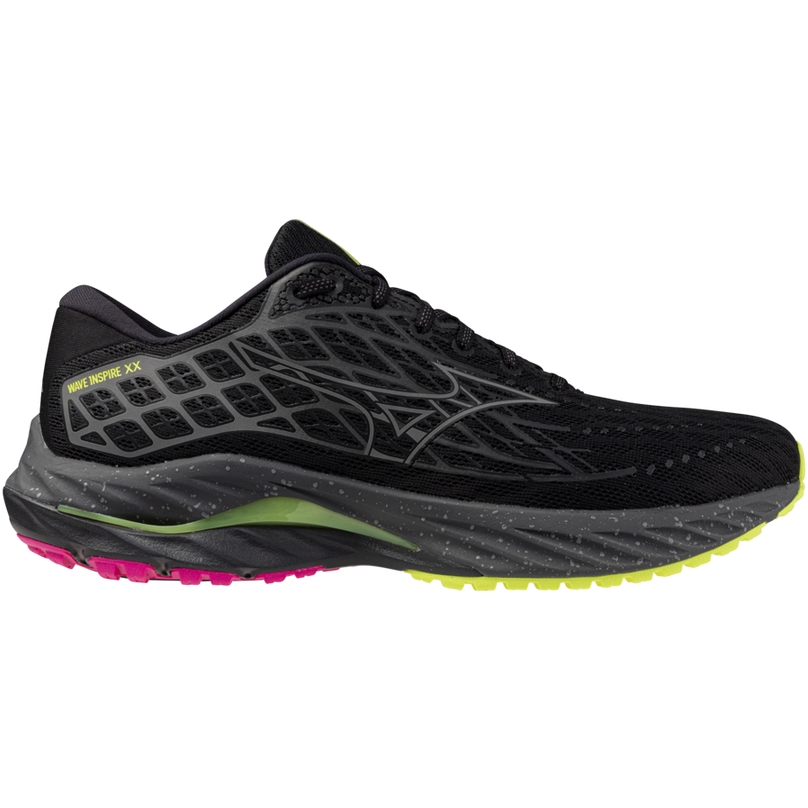 Mizuno Wave Inspire 20 Laufschuhe Unisex Schwarz Silver Sunny Lime BIKE24