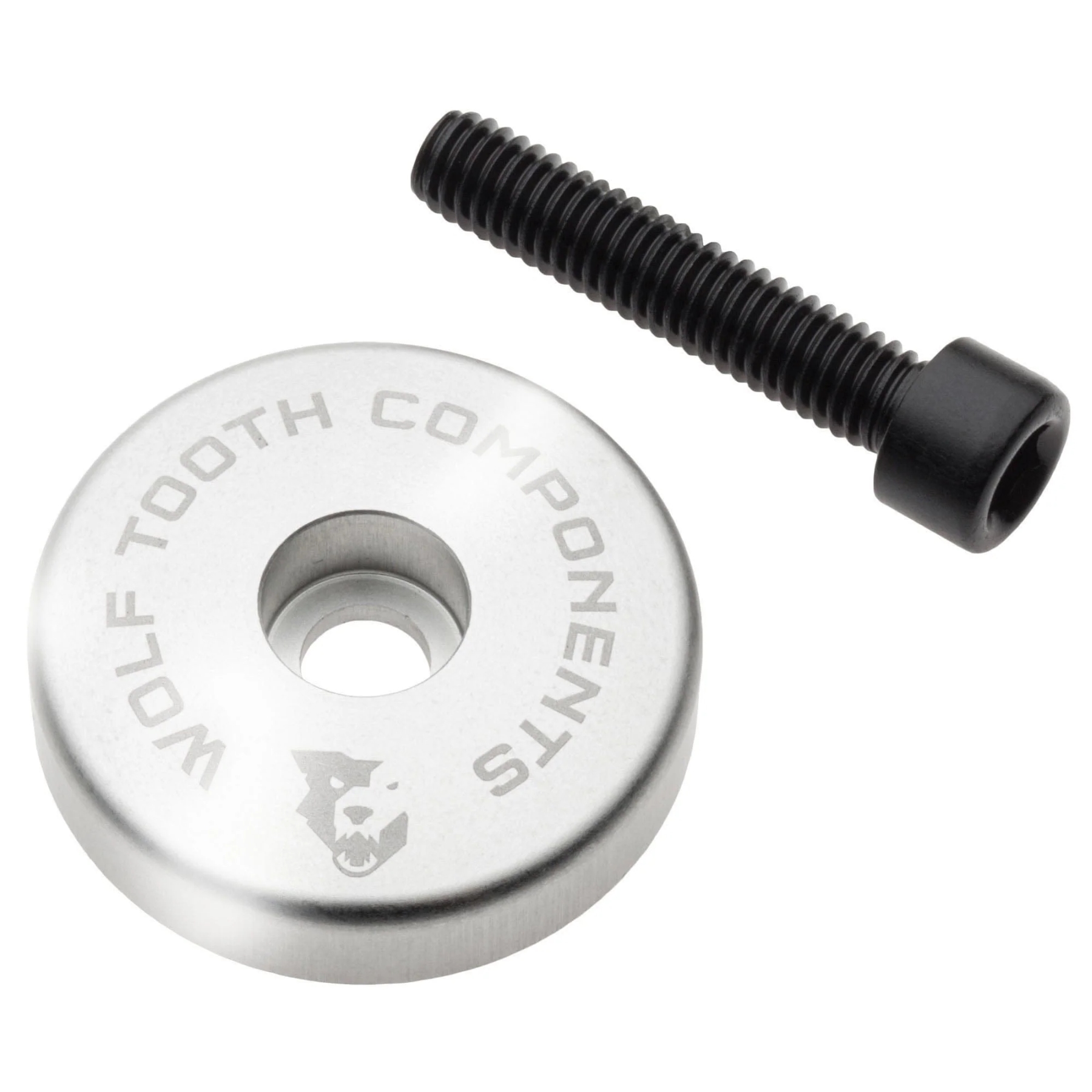 Wolf Tooth Ultralight Stem Cap with integrated 5mm Spacer - raw silver ...