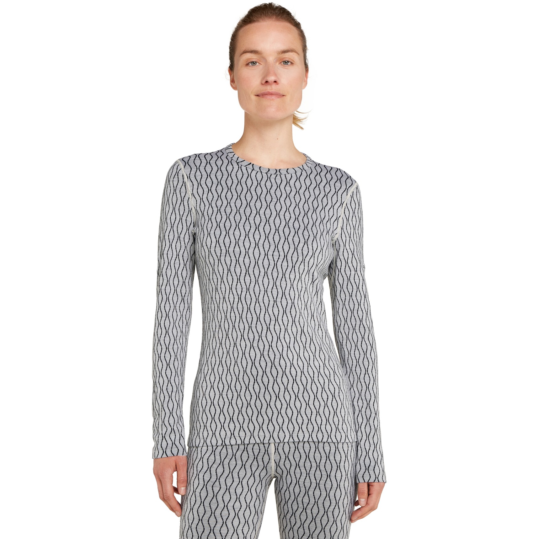 Icebreaker Merino 260 Vertex Thermo-Langarmshirt On-Piste Damen - Snow/Schwarz