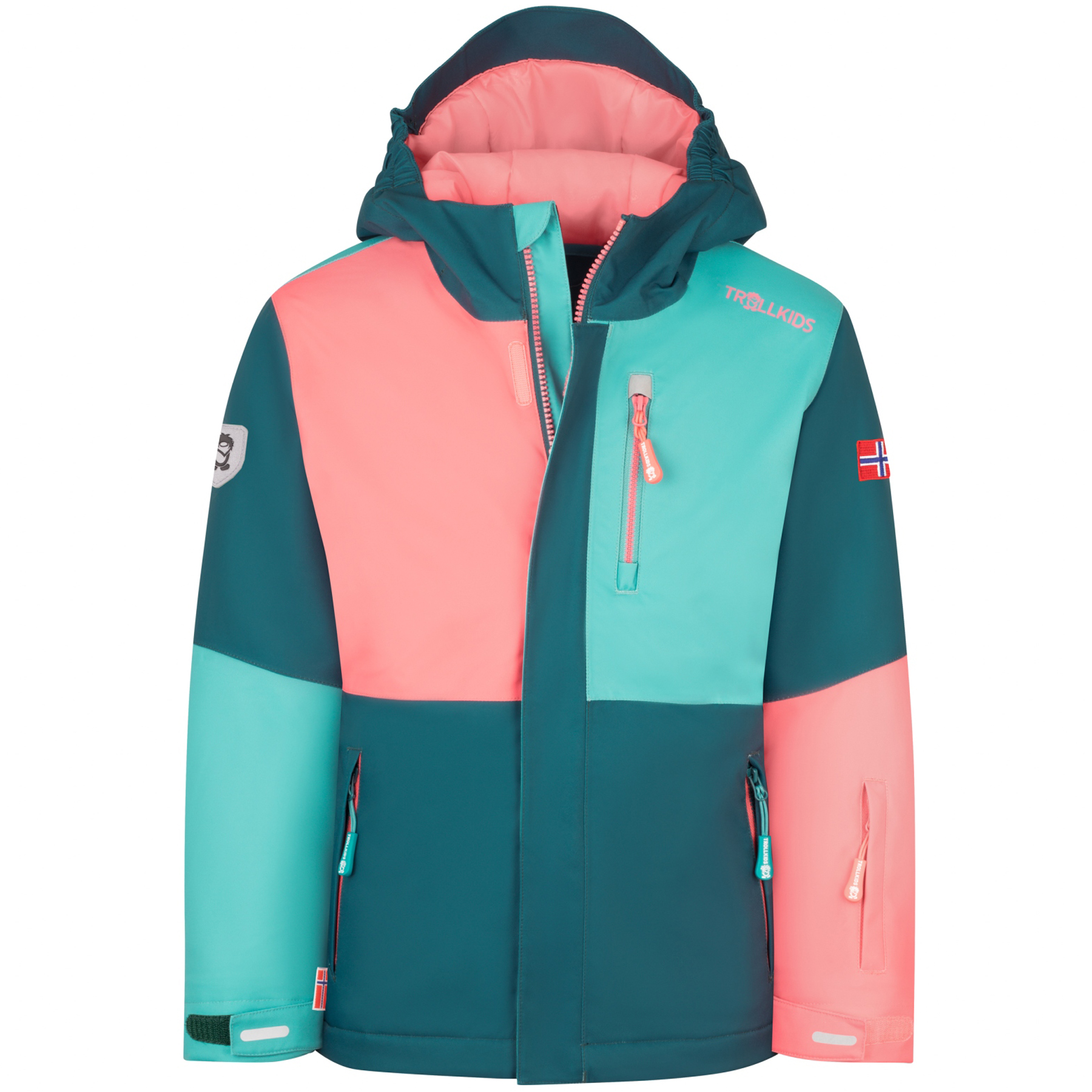 Trollkids Hallingdal Ski Jacket Kids - Coral Pink/Midnight Petrol/Dusty ...