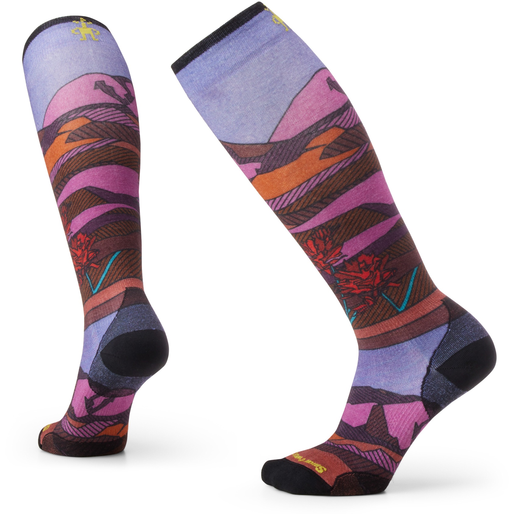 SmartWool Zero Cushion Floral Field Print OTC Ski Socks Women - J33 picante