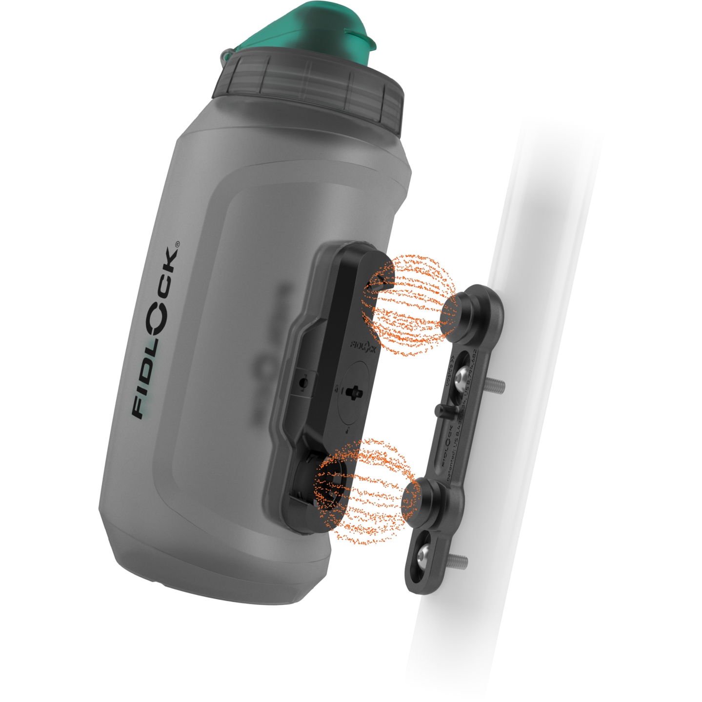 Fidlock Twist Set Trinkflasche Antibakteriell + Bike Base Mount - 750ml | transparent black