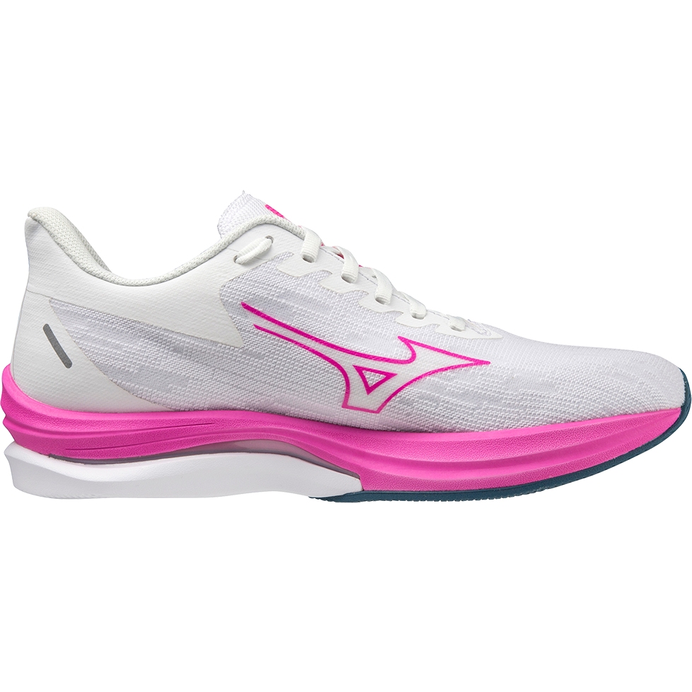 Mizuno Wave Rebellion Sonic Laufschuhe Damen WeiB Magnificent Magenta Blue Ashes