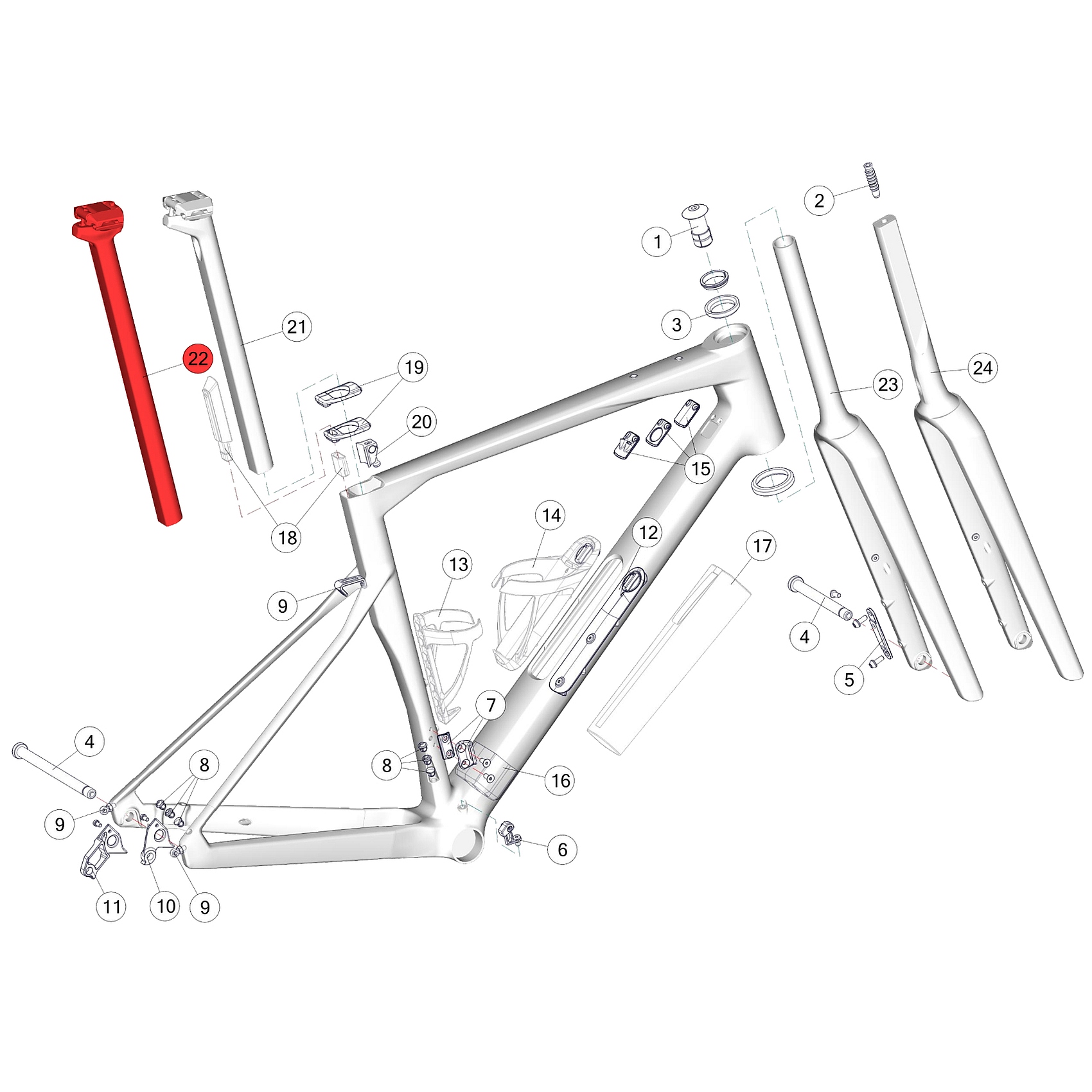 BMC Seatpost for Roadmachine 01 (2024+) - 360mm | 0mm Offset | BIKE24