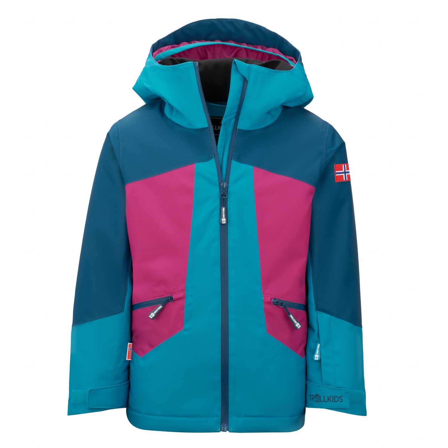 Trollkids Rauland Jacket Girls - Madeira Blue/Dark Turquoise/Bright Berry