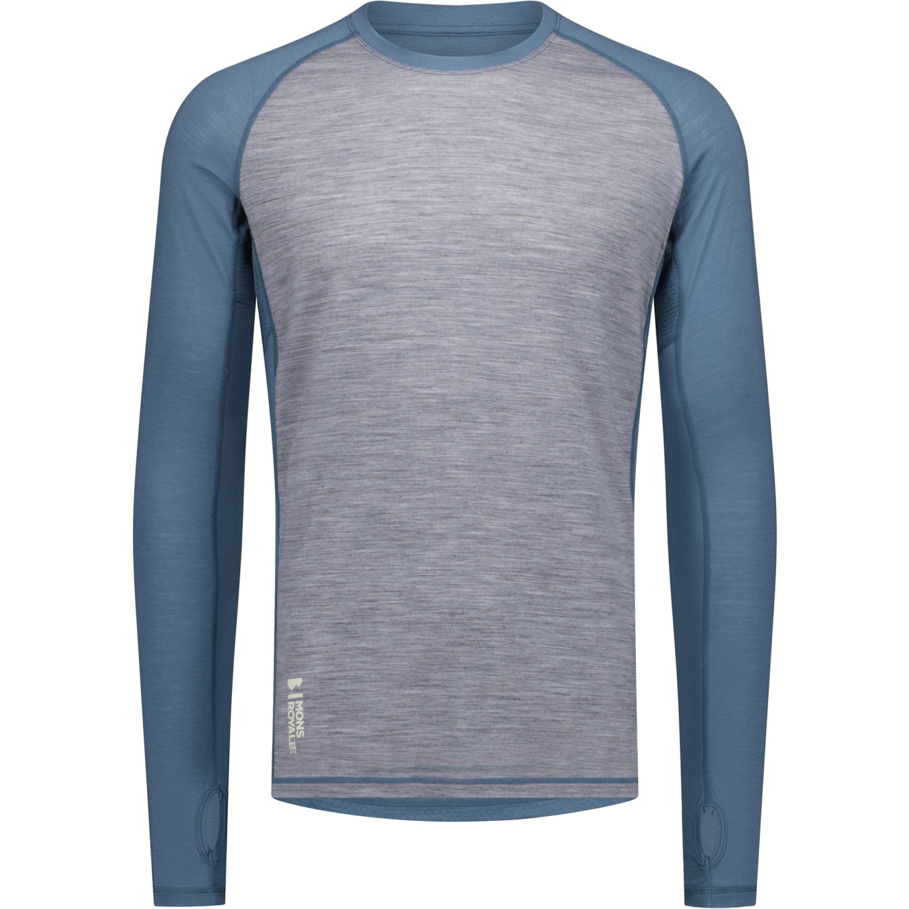 Mons Royale T-Shirt Manches Longues Homme - Temple Merino Air-Con - grey heather / goblin blue