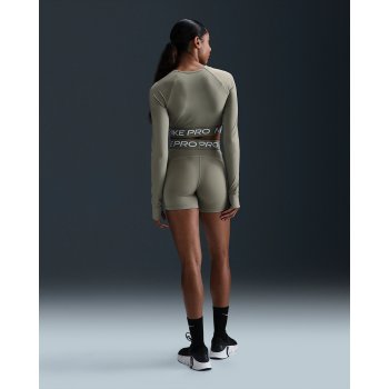 Nike Pro Dri-FIT Crop Long Sleeve Women - light army/white FV5484-320 ...