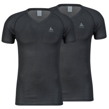 Odlo Active Everyday V-Neck Base Layer T-Shirt Men - 2-Pack - black ...