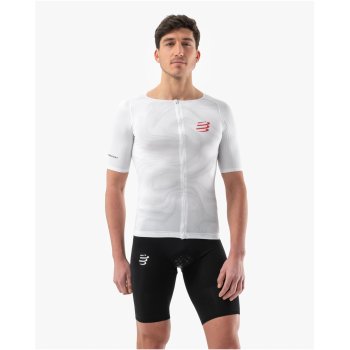 Compressport Tri Postural Aero Kurzarmshirt Herren - white print | BIKE24