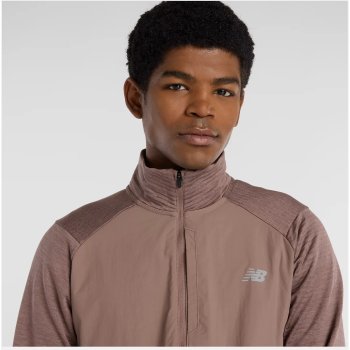 New Balance Heat Grid 1/2 Zip Running Top Men - Earth Shadow Heather ...
