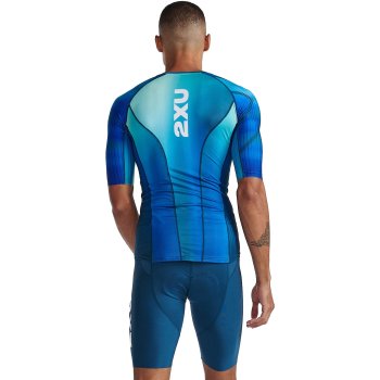 2XU Aero Tri Sleeved Top Men - spring green/majola blue | BIKE24