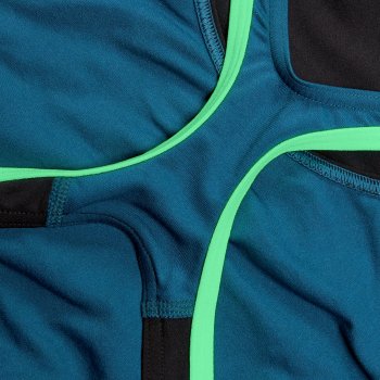 Speedo Placement Laneback Swimsuit Women - black/dark teal/harlequin green