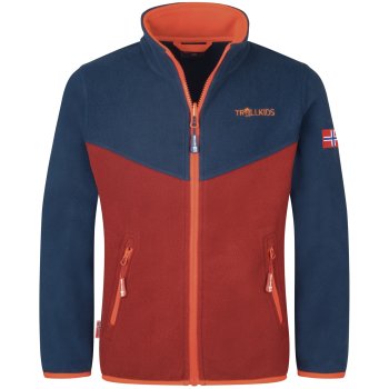 Trollkids Oppdal XT Jacket Kids - Carmin Red/Mystic Blue/Flame Orange ...