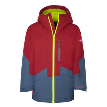 Trollkids Kongsberg Jacket Kids - Carmin Red/Mystic Blue/Glow Green ...
