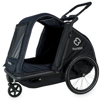 Hamax Pluto Large Bike Trailer for Dogs - Incl. Drawbar and Stroller Wheel - Navy/Black