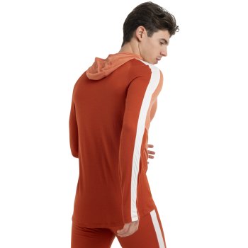 Icebreaker 200 Sonebula Long Sleeve Half Zip Thermal Hood Men - Molten ...