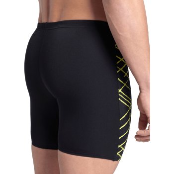 arena Performance Straight Lines Mid Swim Jammer Men - Black/Soft Green