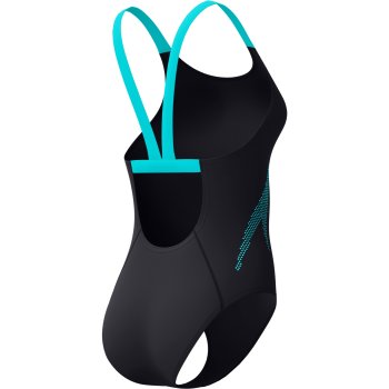 Speedo Solid Boom Leaderback Swimsuit Women - anthracite/mayan blue ...