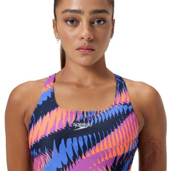 Speedo Allover Digital Powerback Swimsuit Women - razor sharp/diva | BIKE24