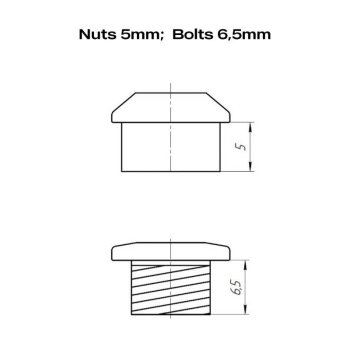 Alugear Chainring Bolt Kit - 5x BCD | M8 x 6.5mm | incl. Nuts (5mm) - black