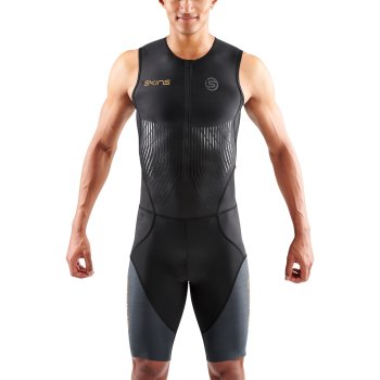 SKINS TRI Elite SleeveLess Tri Suit Men - Black/Carbon | BIKE24